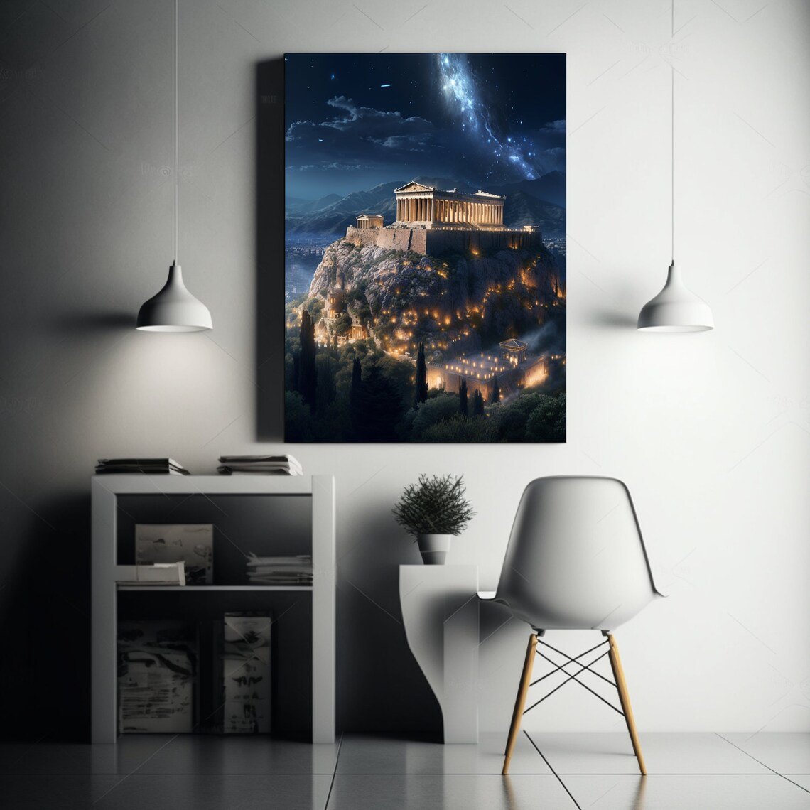 Acropolis of Athens Night AI Digital Download Digital Art Digital Image ...
