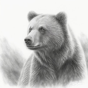 Bear Pencil Sketch AI Digital Download Digital Art Animal Digital Image ...