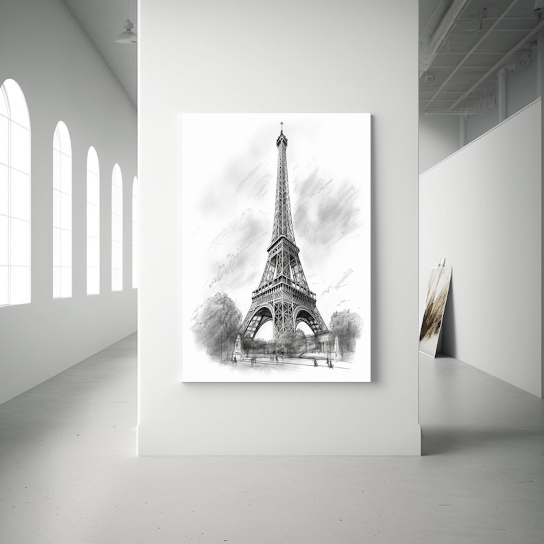 Eiffel Tower Pencil Drawing AI Digital Download Digital Art Digital ...