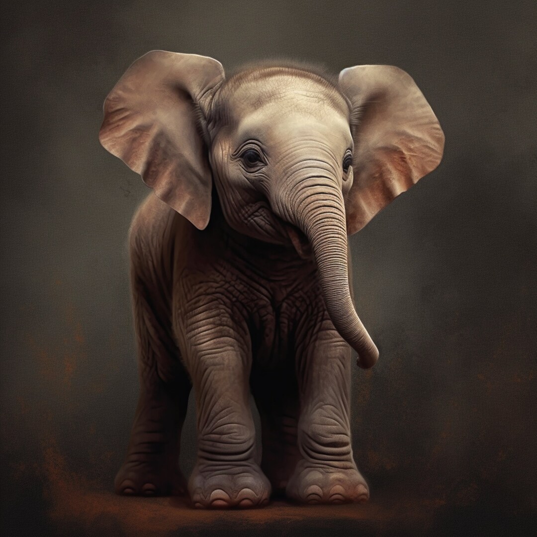 Baby Elephant Color AI Digital Download Digital Art Animal Digital ...