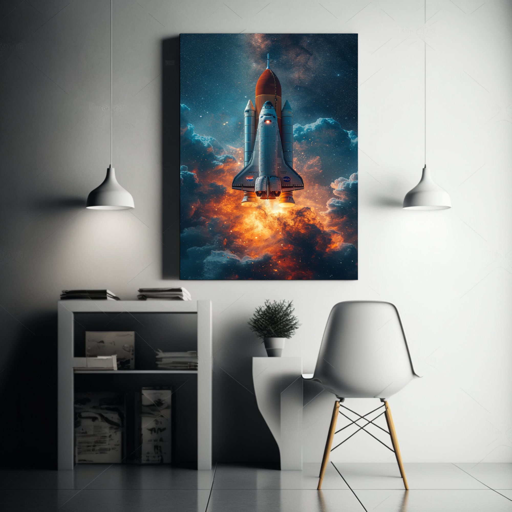 Space Shuttle Launch Poster Digital Art AI Digital Download Digital Art ...