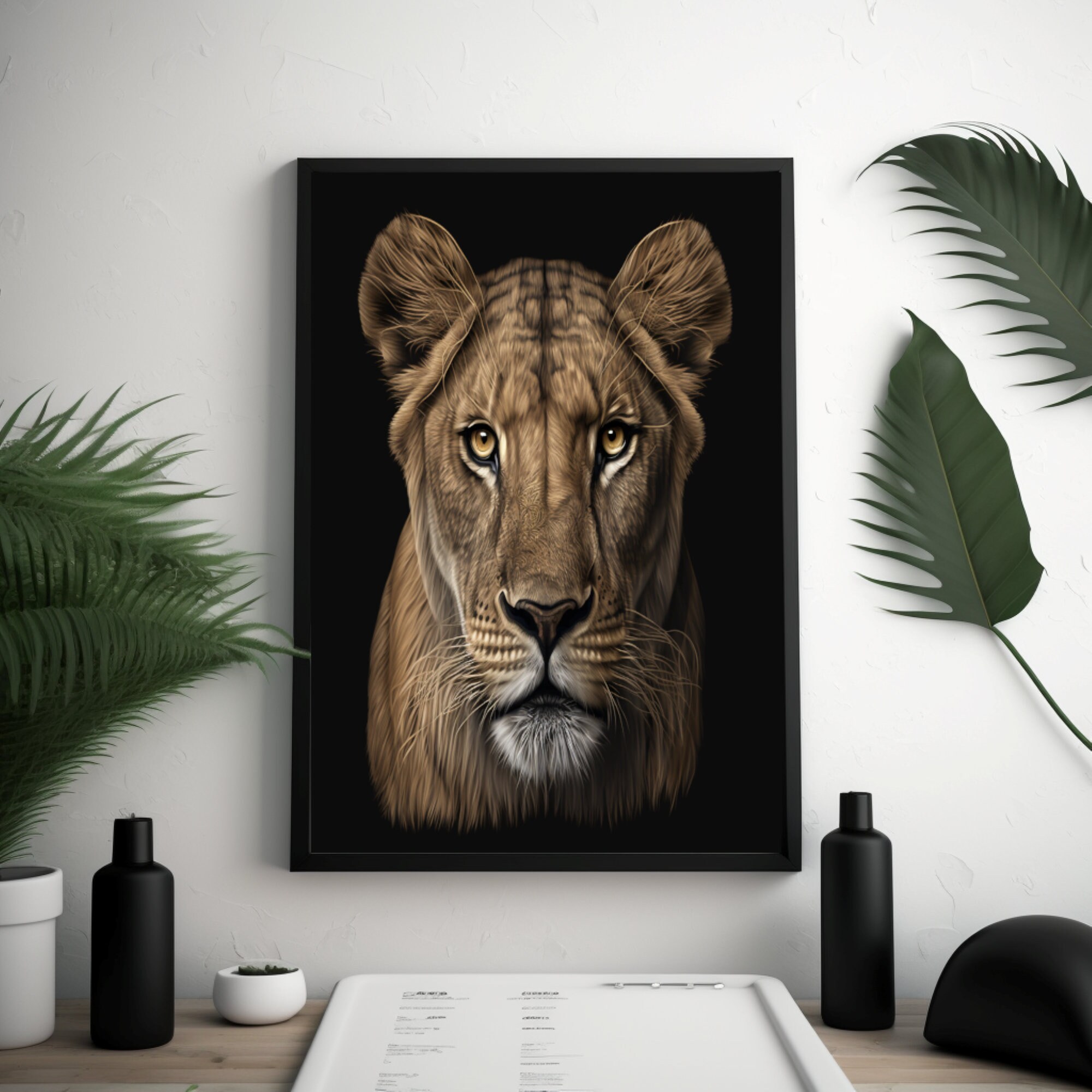 Female Lion Vector AI Digital Download Digital Art Animal Digital Image ...