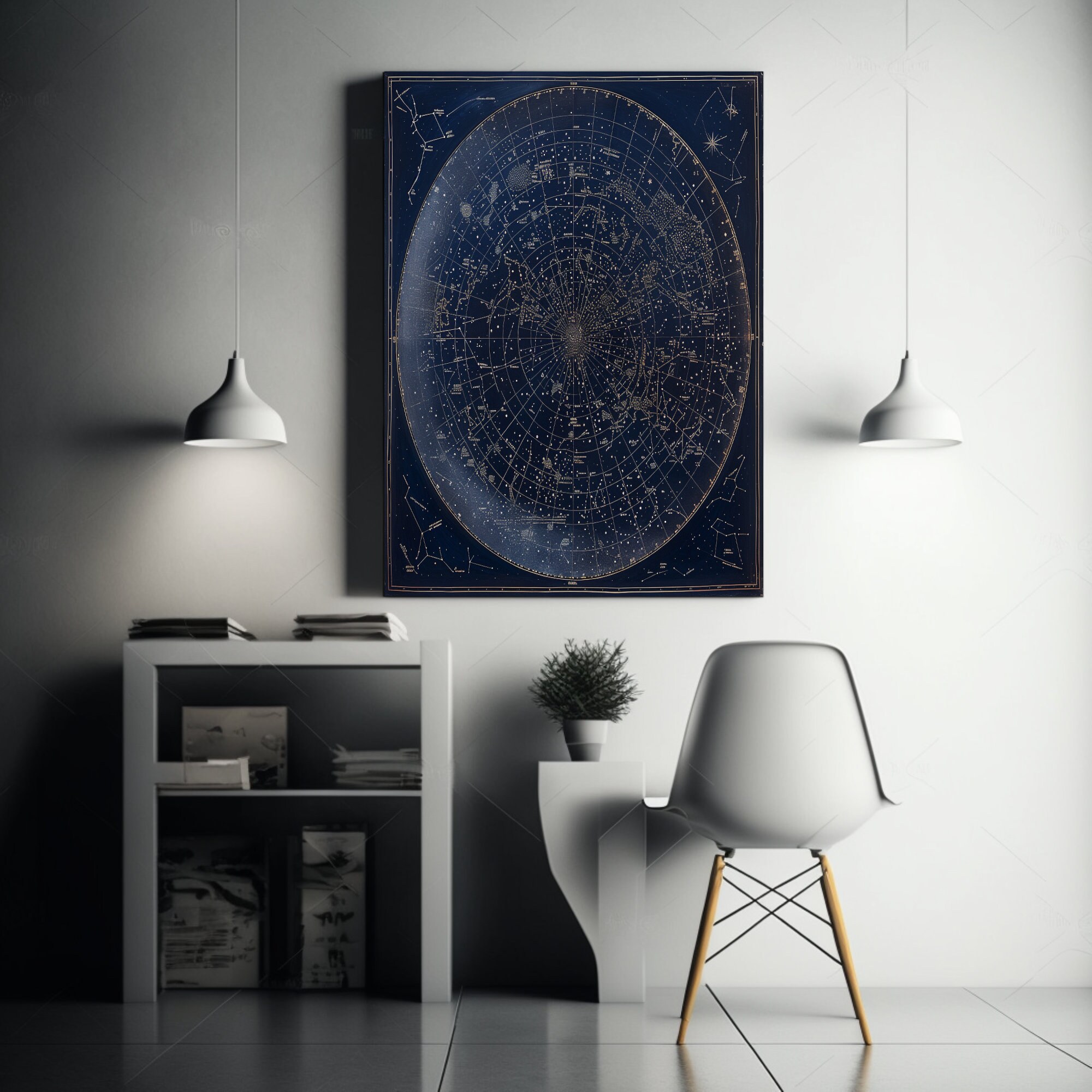 Vintage Celestial Star Chart Digital Art AI Digital Download Digital ...