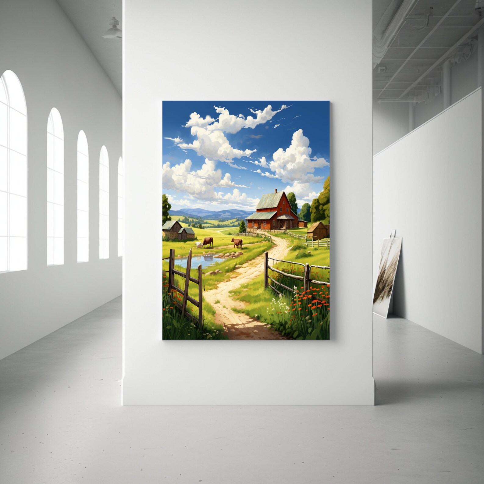 Bucolic Bliss Idyllic Farm Landscape Canvas Print Digital Art AI ...