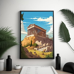 Acropolis of Athens Cartoon AI Digital Download Digital Art Digital ...