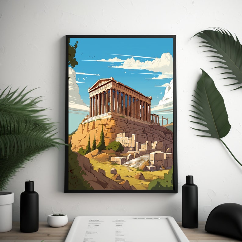 Acropolis of Athens Cartoon AI Digital Download Digital - Etsy
