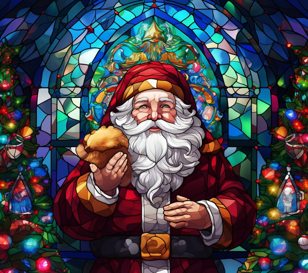 Majestic Santa Stained Glass Art Digital Print AI Digital Download ...