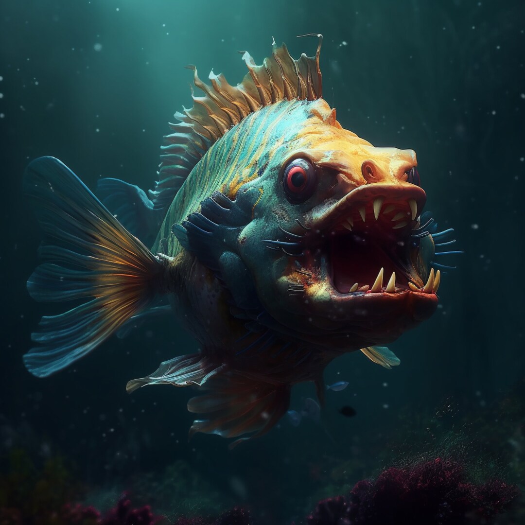 Piranha Color and Watercolor 2 Pack AI Digital Download Digital Art ...