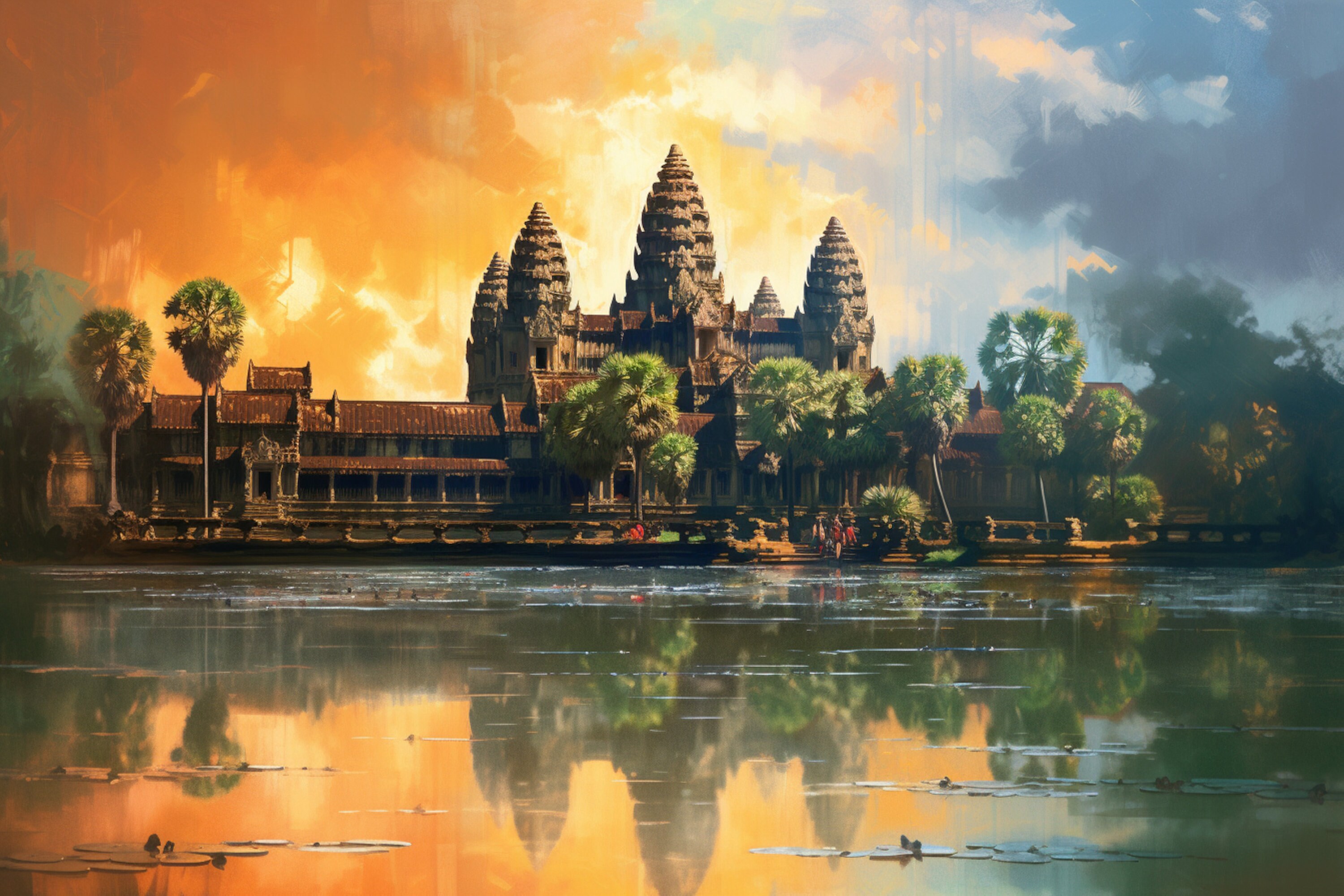 Angkor Wat Oil Painting AI Digital Download Digital Art Digital Image ...
