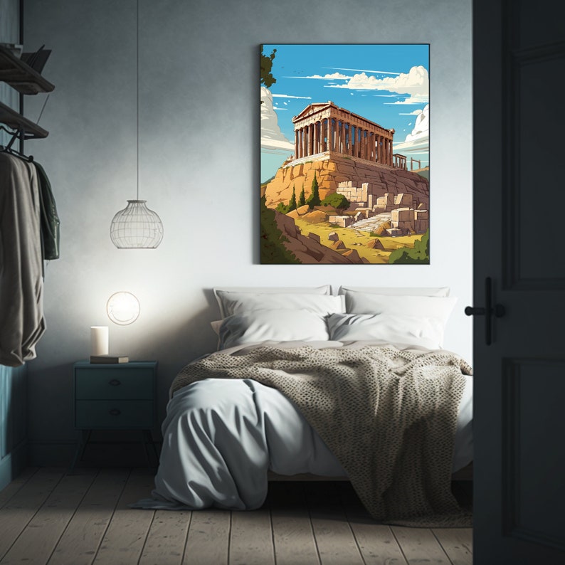Acropolis of Athens Cartoon AI Digital Download Digital - Etsy
