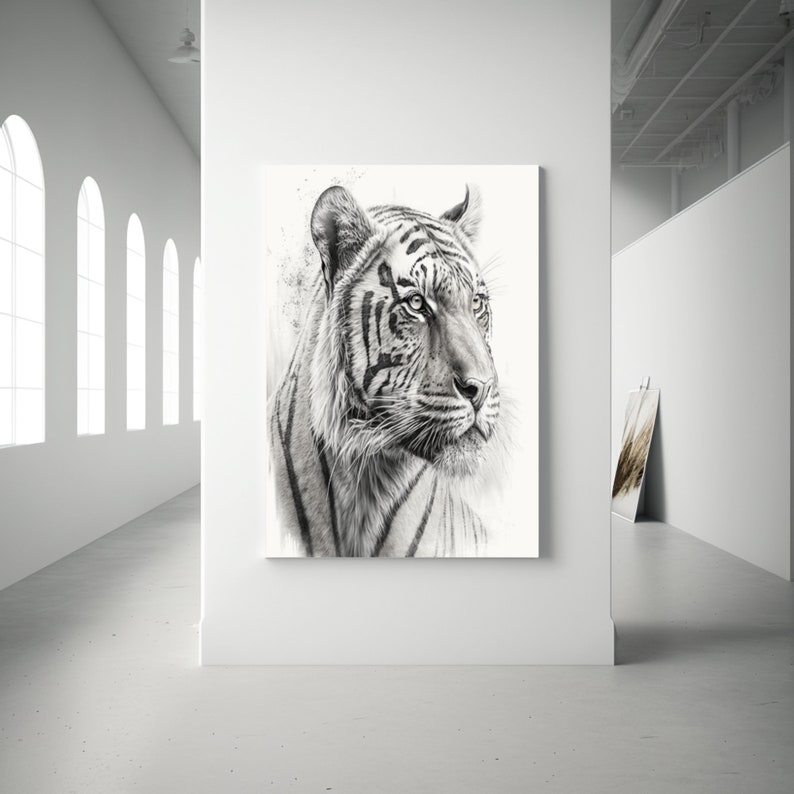 Tiger Pencil Sketch AI Digital Download Digital Art Animal Digital ...