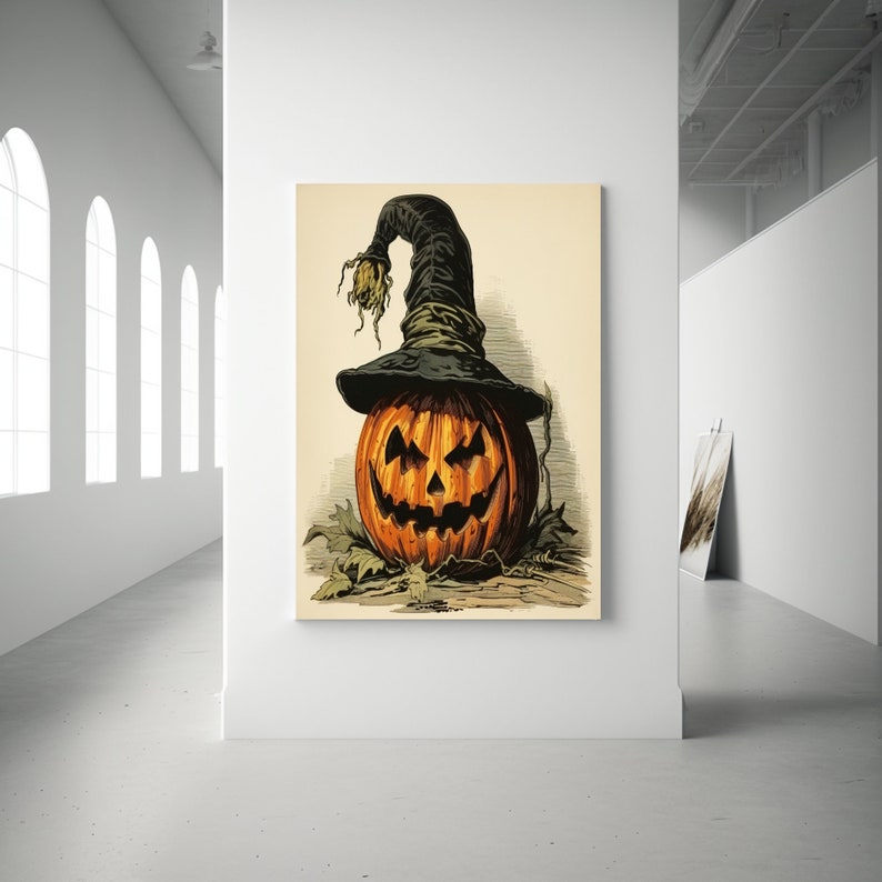 Pumpkin Witches Hat AI Digital Download Digital Art - Etsy