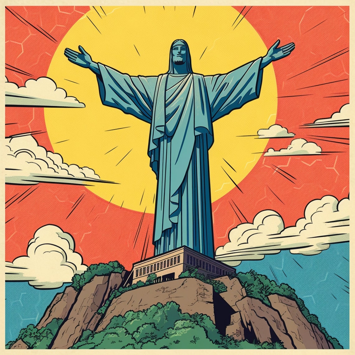 Christ the Redeemer Flat AI Digital Download Digital Art - Etsy