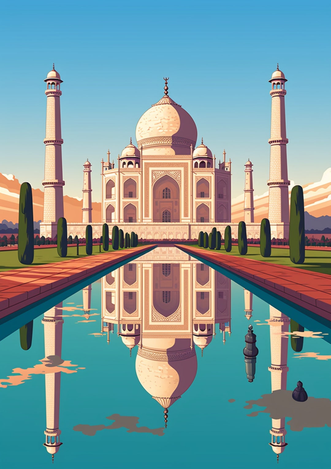 Taj Mahal Cartoon AI Digital Download Digital Art - Etsy Canada