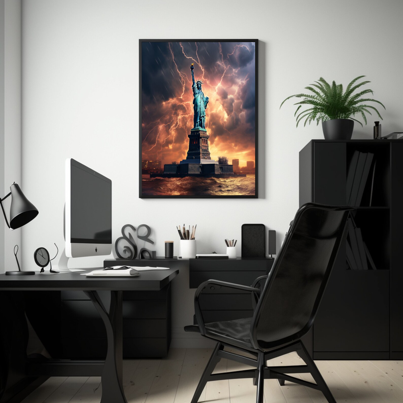 Statue of Liberty Lightening Storm AI Digital Download Digital Art ...