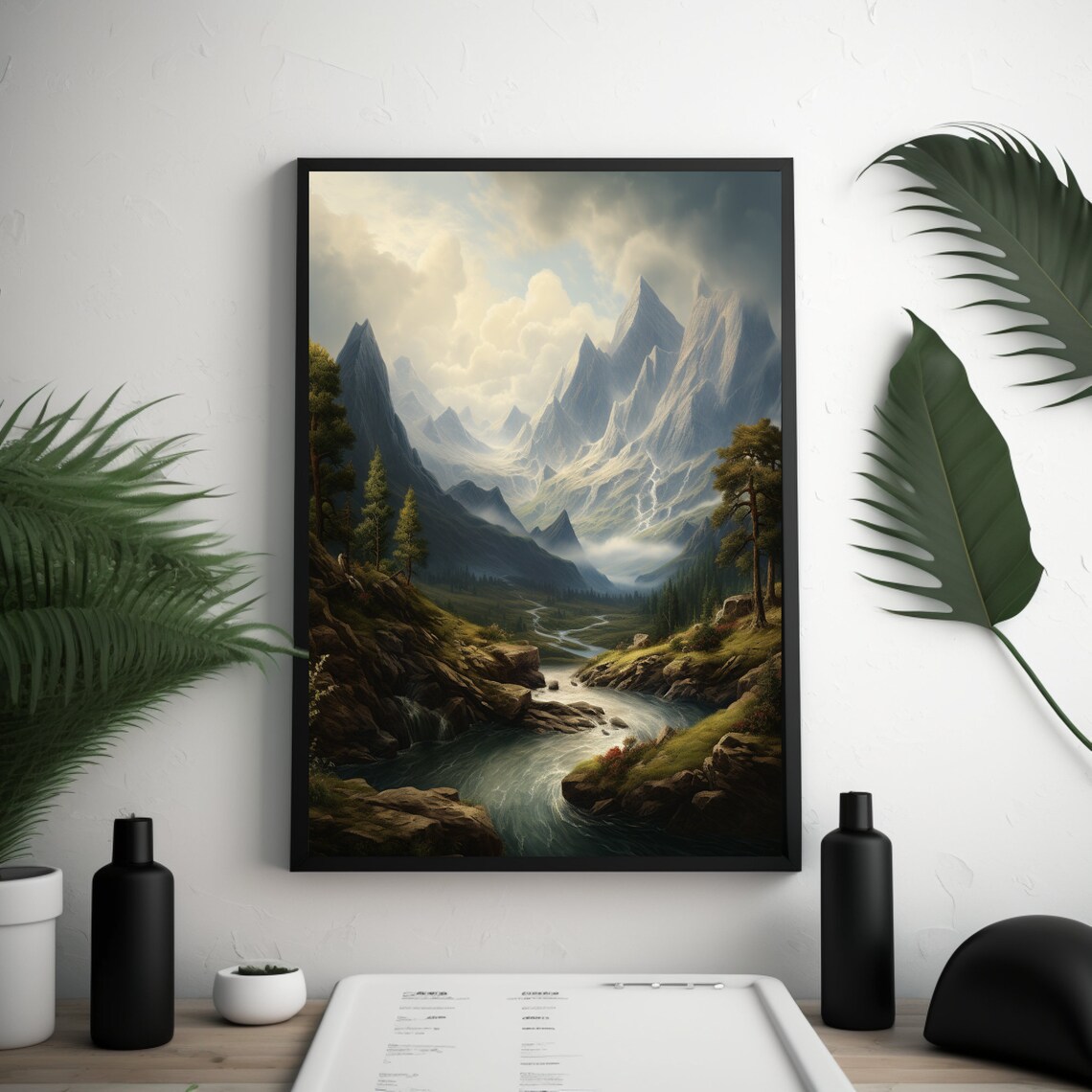 Whispering Heights Enchanted Mountain Stream Digital Art AI Digital ...