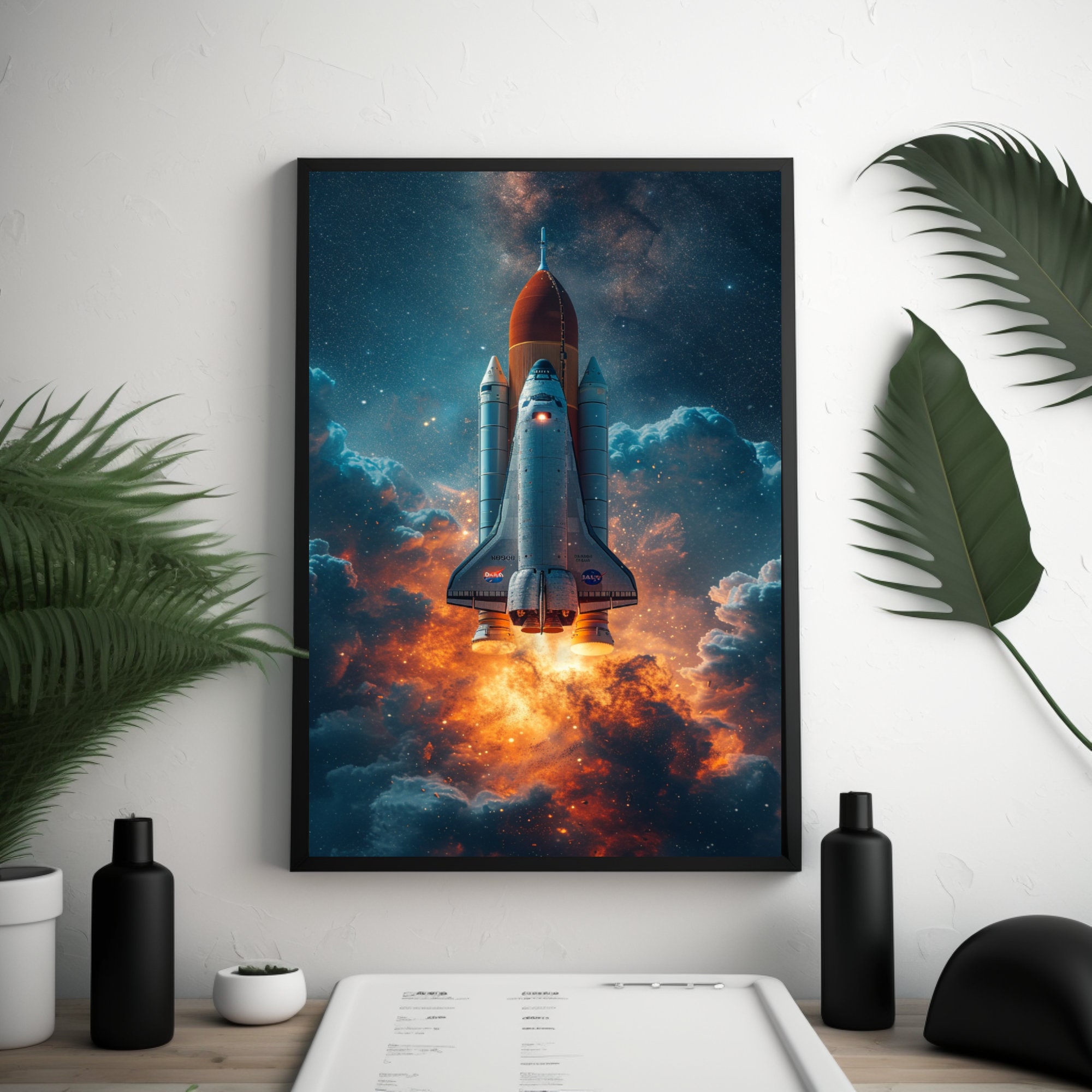 Space Shuttle Launch Poster Digital Art AI Digital Download Digital Art ...