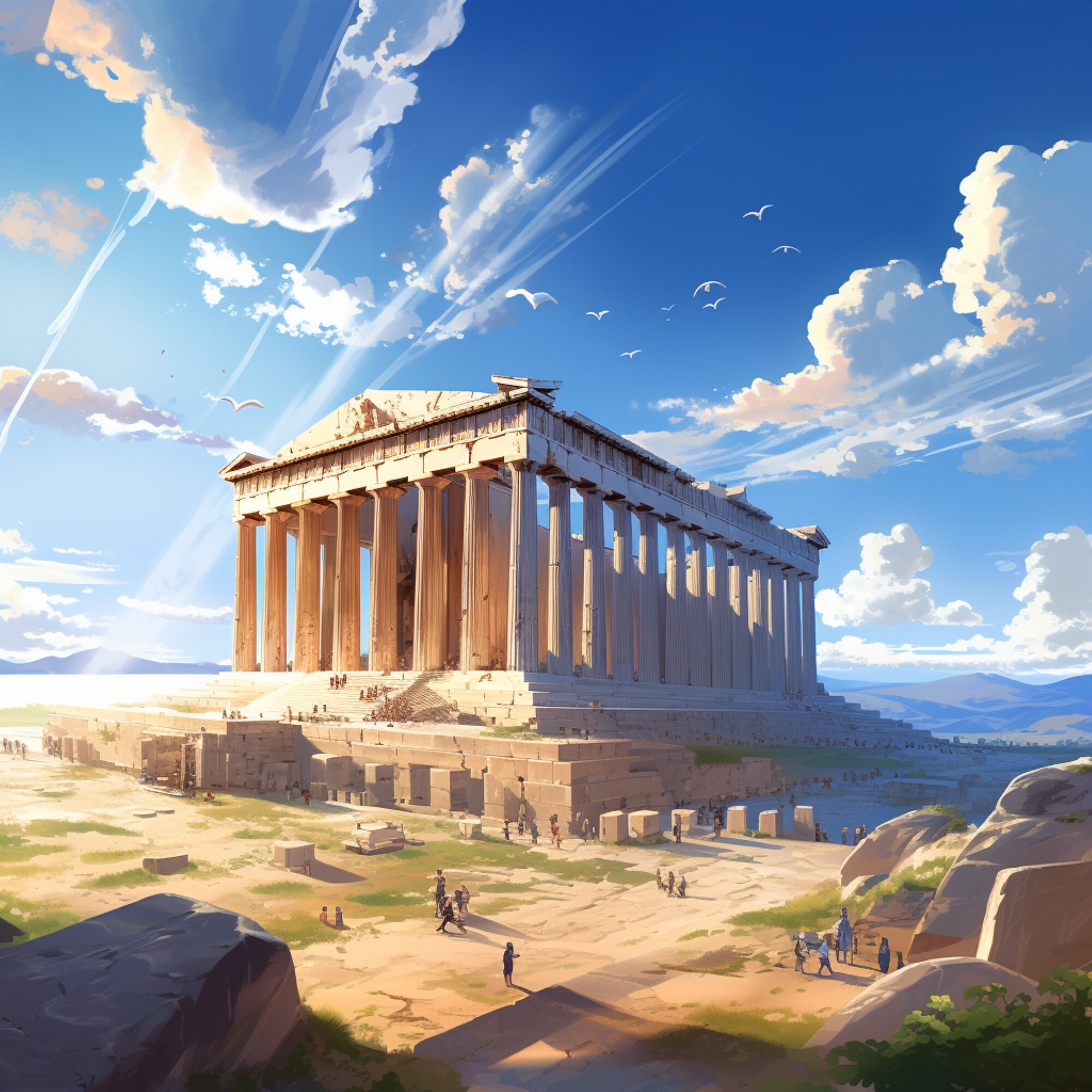 Acropolis of Athens Cartoon AI Digital Download Digital - Etsy