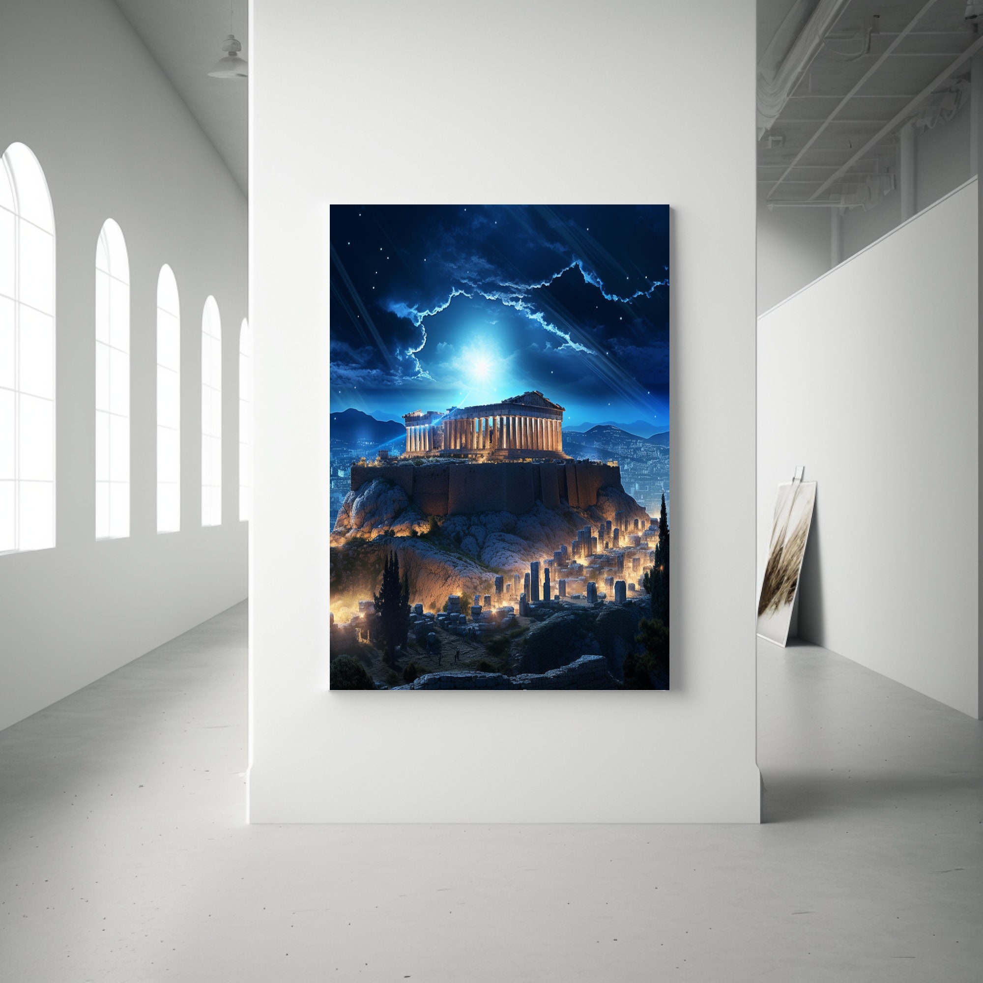 Acropolis of Athens Night AI Digital Download Digital Art Digital Image ...