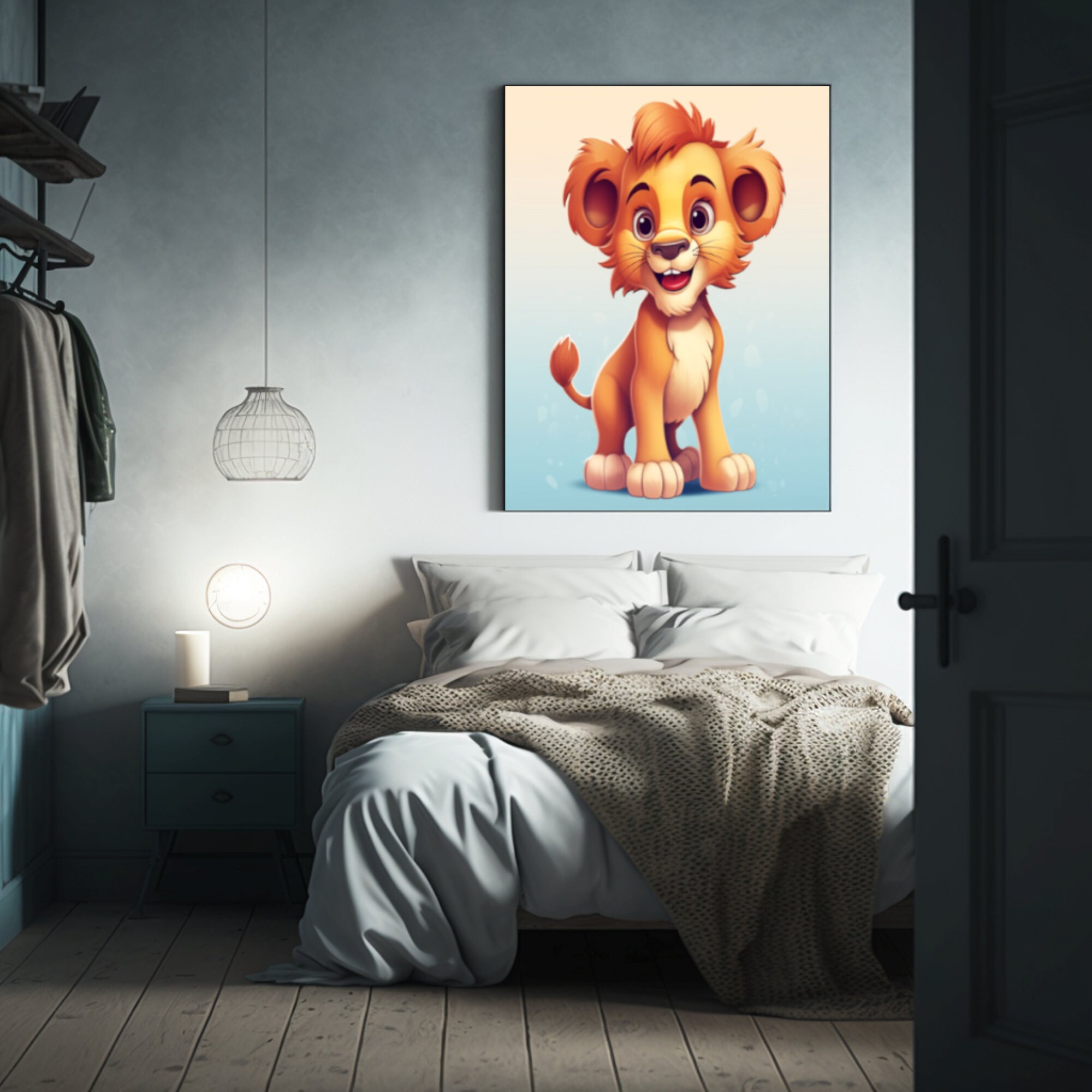 Baby Lion Cartoon AI Digital Download Digital Art Animal Digital Image ...