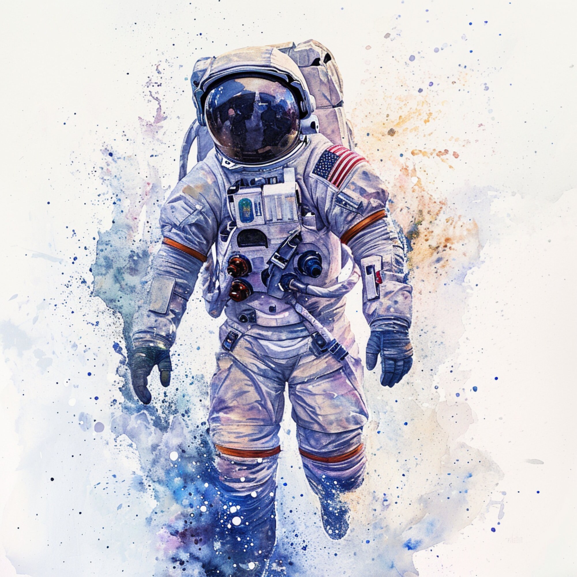 Astronaut Watercolor Print Space Exploration Digital Art AI Digital ...