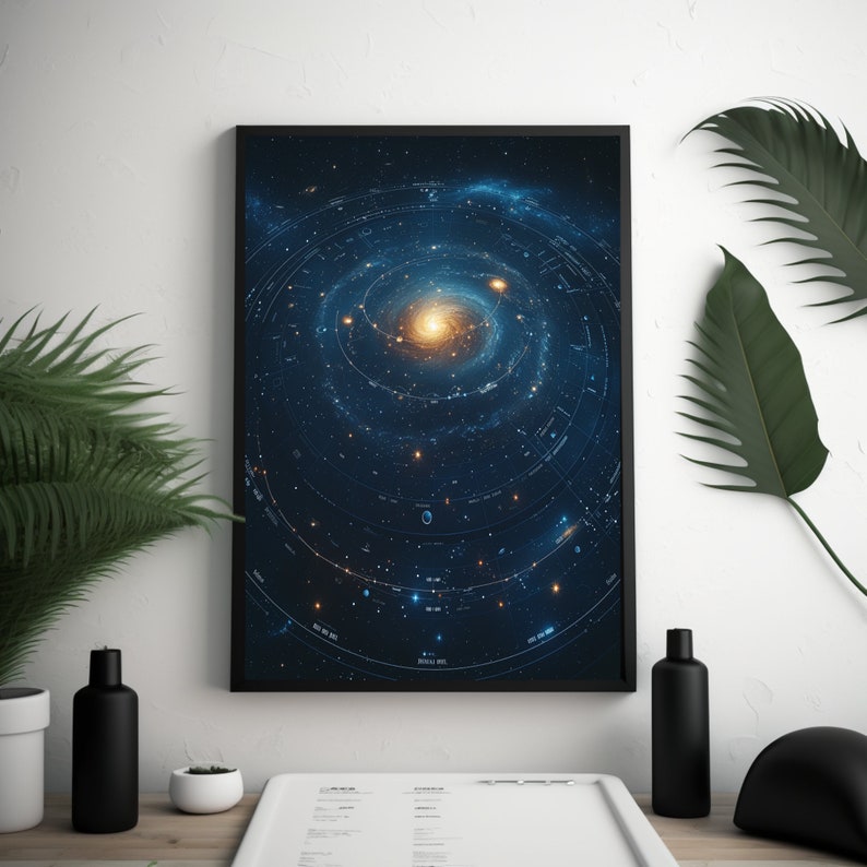 Celestial Spiral Galaxy Astronomical Wall Digital Art AI Digital Download Digital Art Digital ...