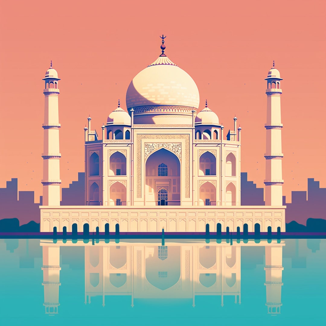Taj Mahal Vector AI Digital Download Digital Art Digital Image Landmark ...