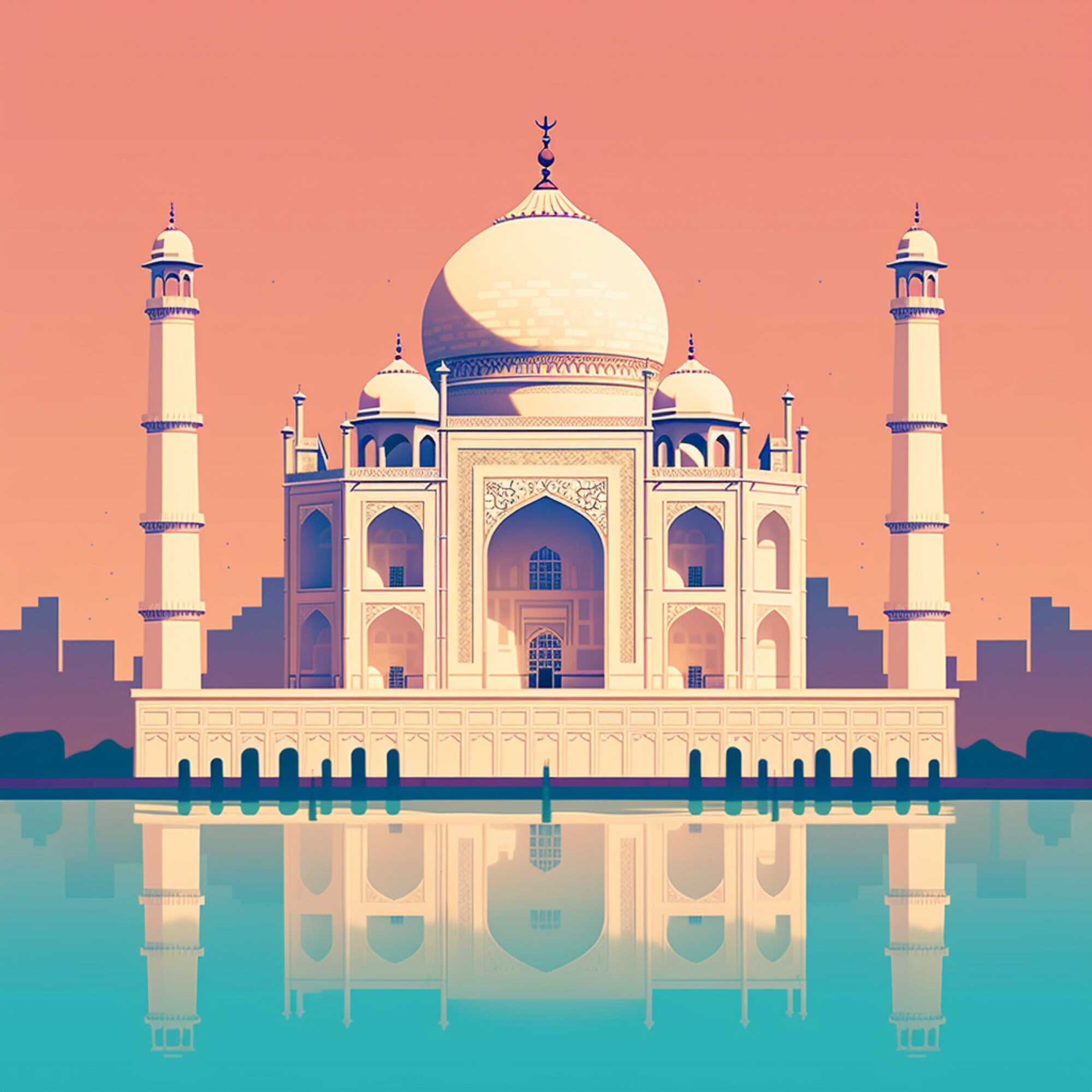 Taj Mahal Vector AI Digital Download Digital Art Digital Image Landmark ...