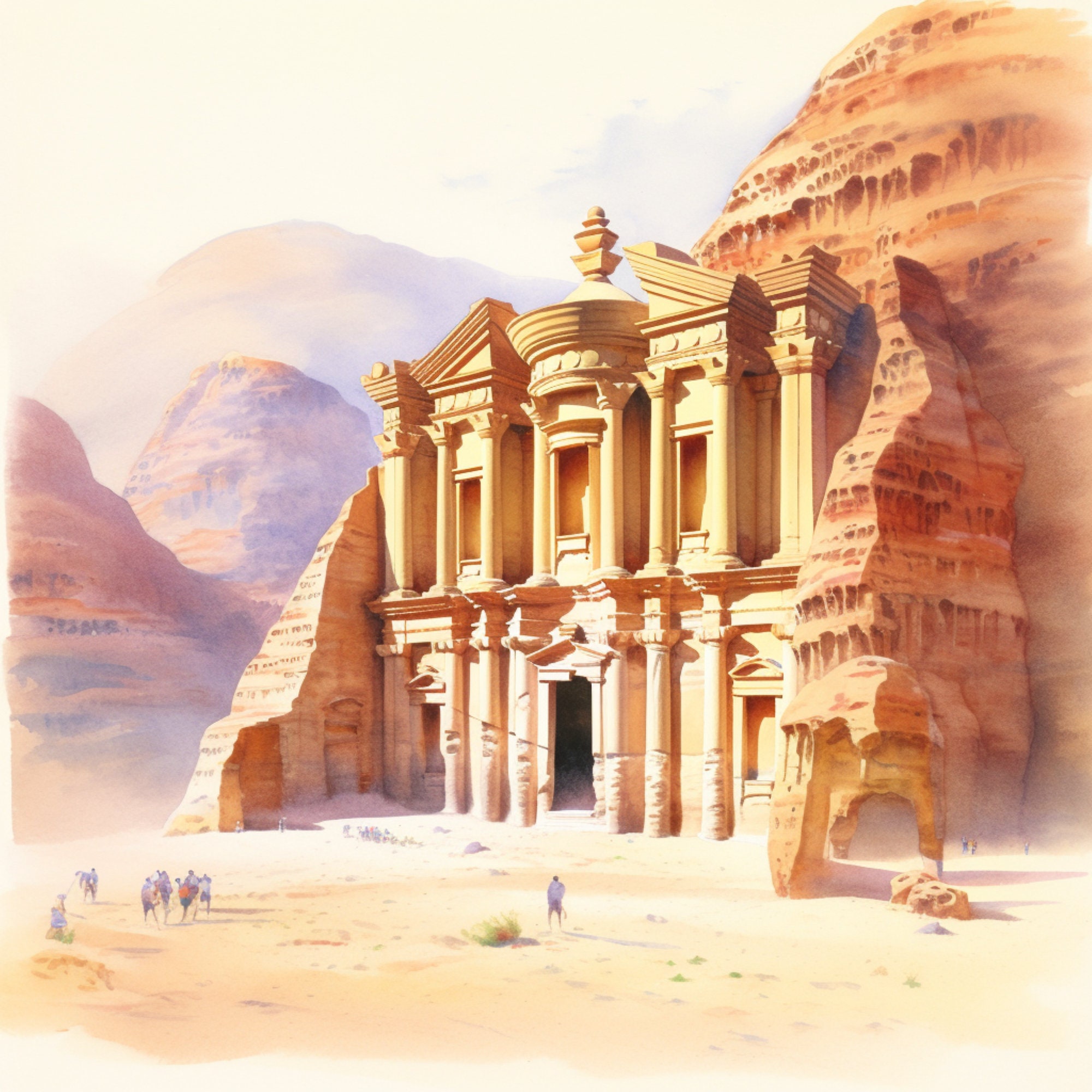 Petra Watercolor AI Digital Download Digital Art Digital Image Landmark ...