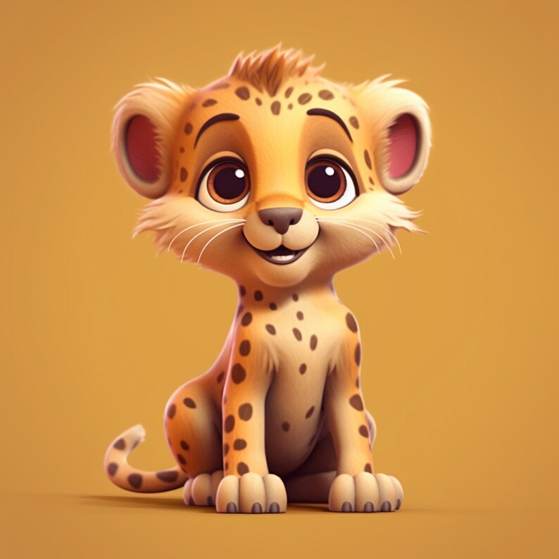 Baby Cheetah Cartoon AI Digital Download Digital Art Animal Digital ...