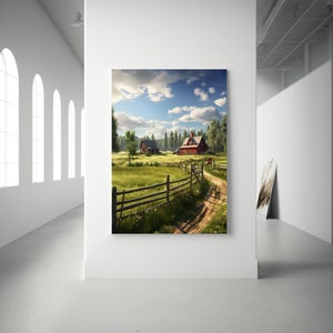 Morning Whisper: Rustic Farmstead Canvas Digital Art AI Digital ...