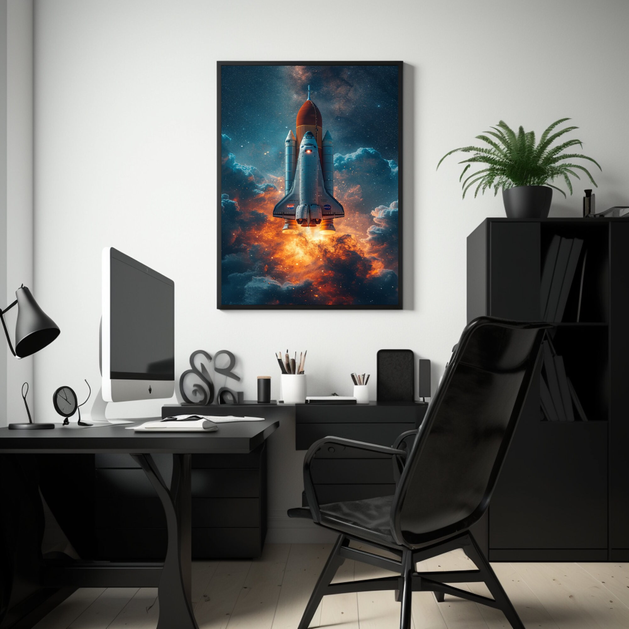 Space Shuttle Launch Poster Digital Art AI Digital Download Digital Art ...