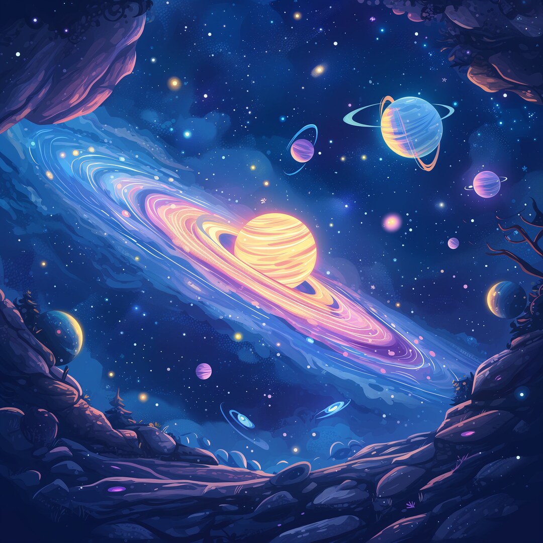 Enchanted Cosmic Valley Digital Art AI Digital Download Digital Art ...