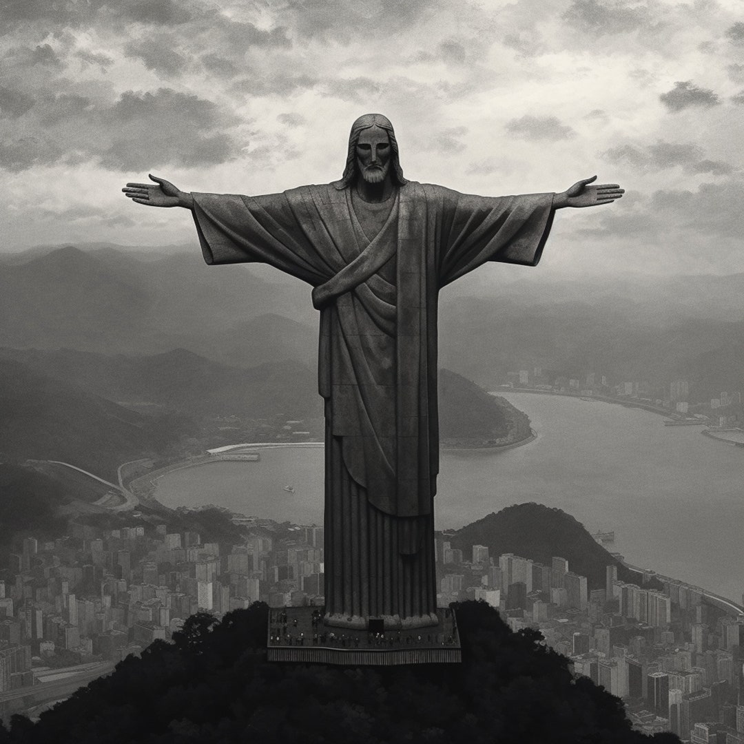Christ the Redeemer Black and White AI Digital Download Digital Art ...