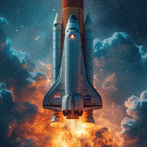 Space Shuttle Launch Poster Digital Art AI Digital Download Digital Art ...