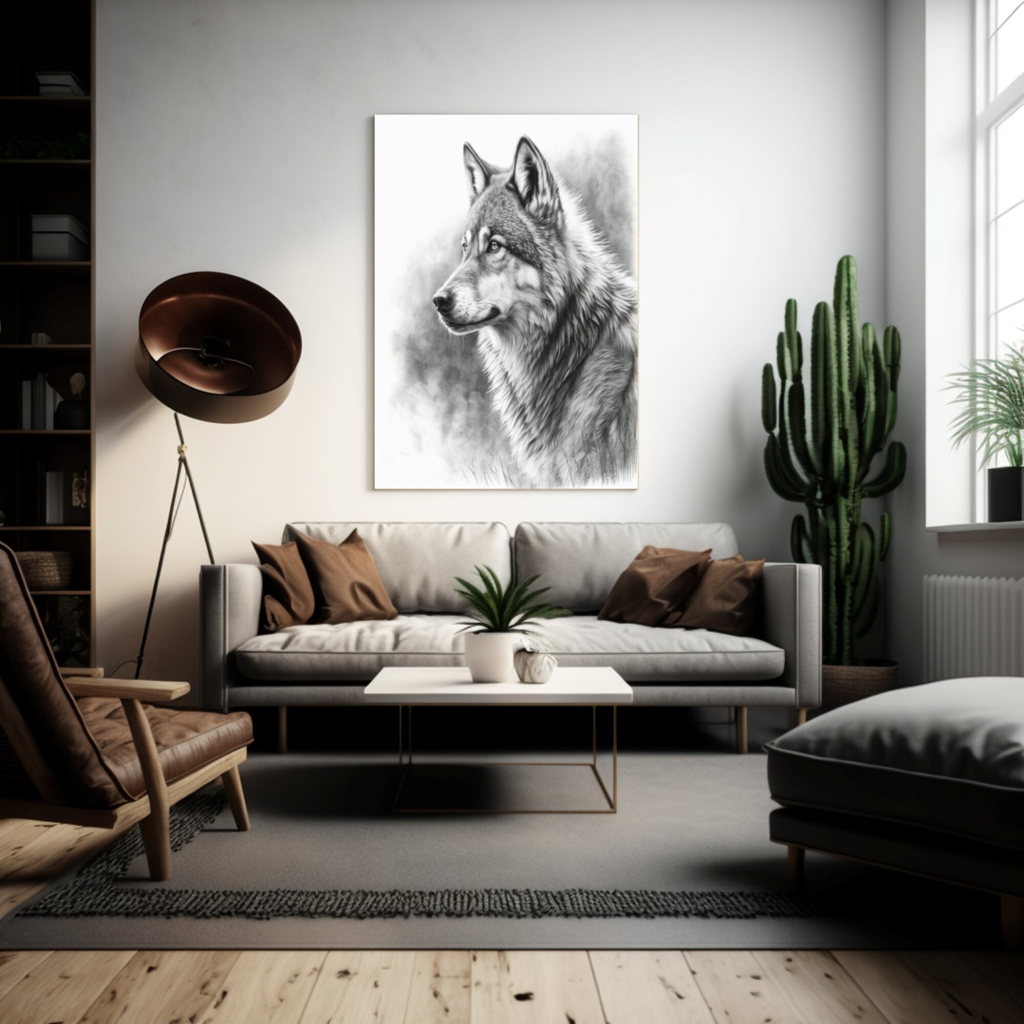 Wolf Pencil Sketch AI Digital Download Digital Art Animal Digital Image ...