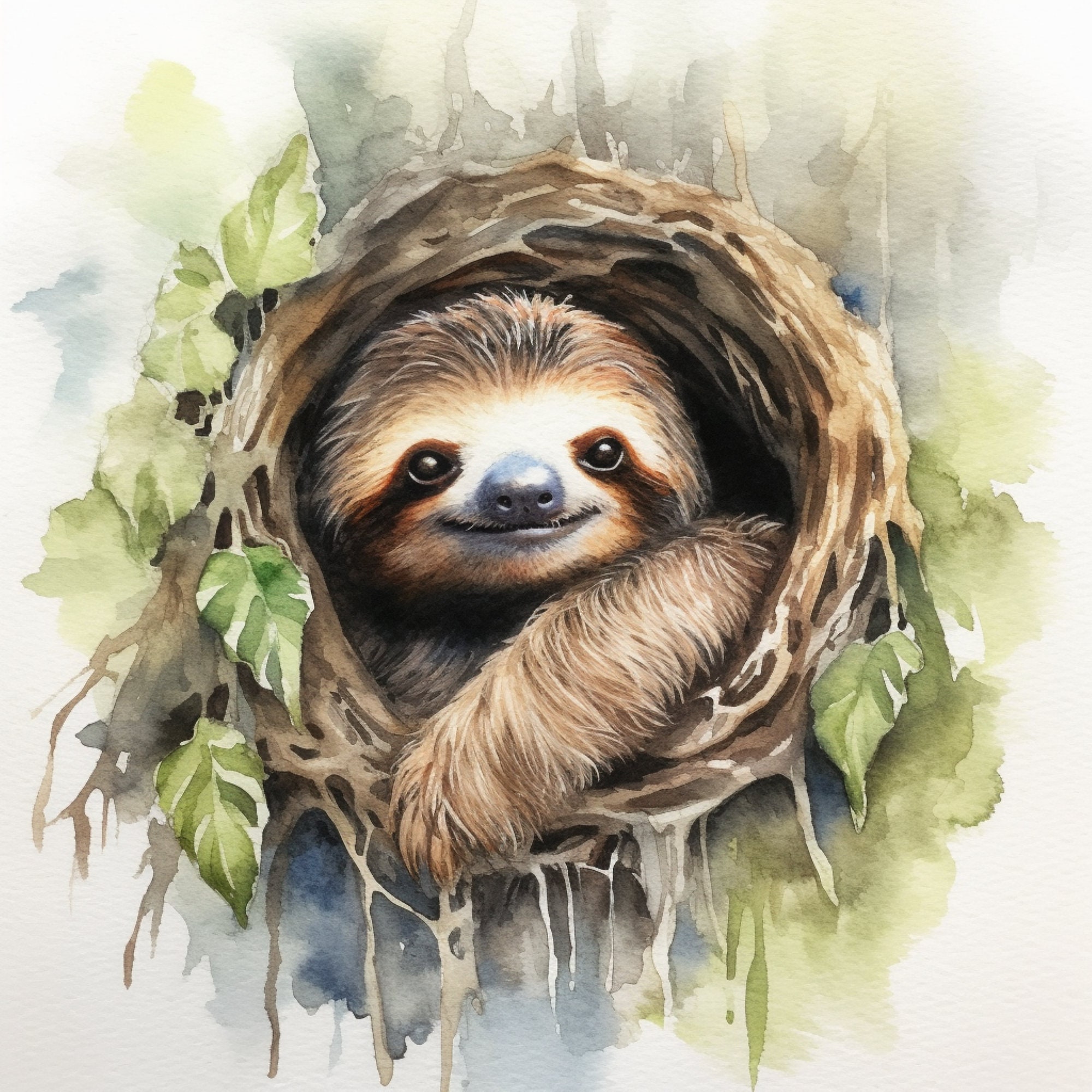 Sloth Color and Watercolor 2 Pack AI Digital Download - Etsy