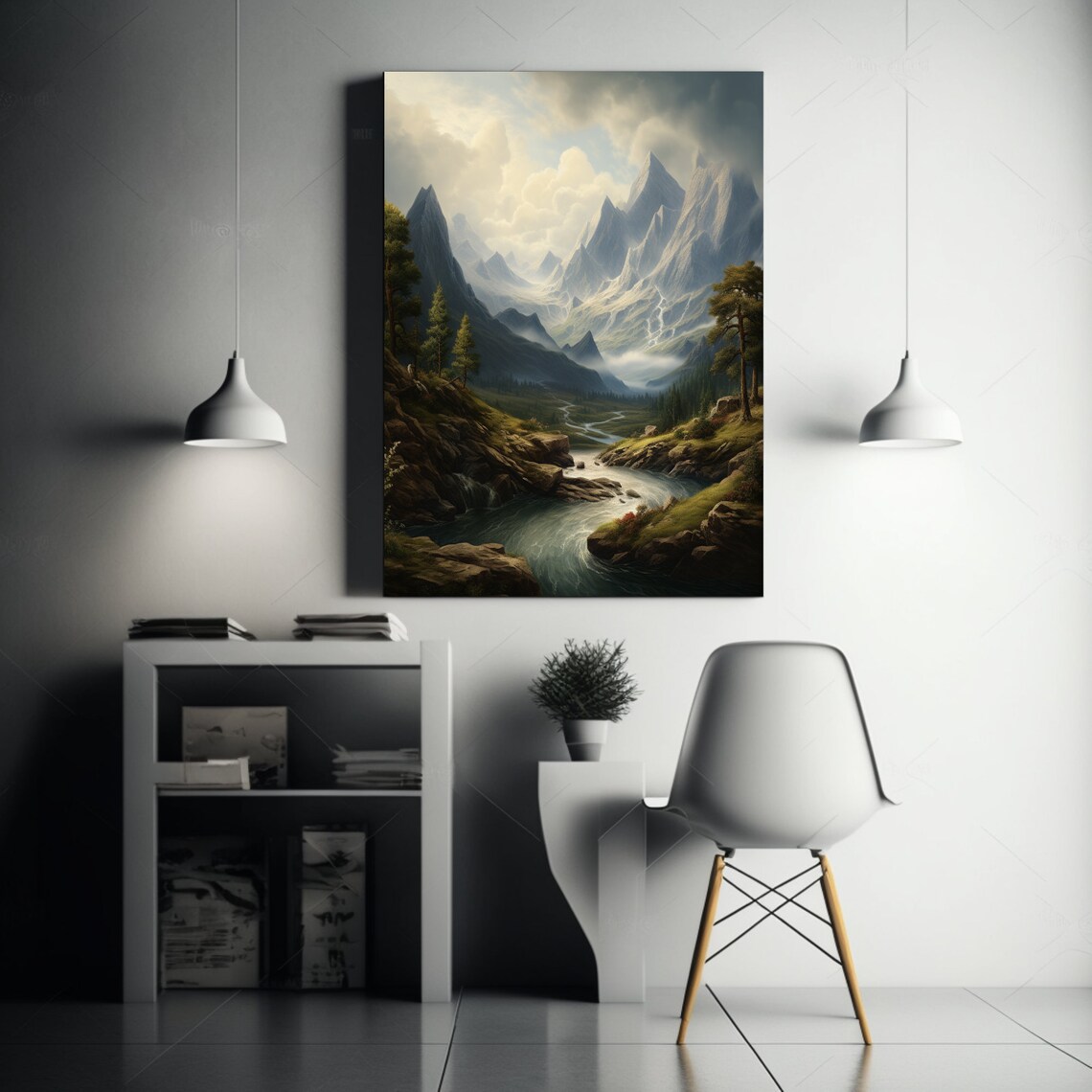 Whispering Heights Enchanted Mountain Stream Digital Art AI Digital ...