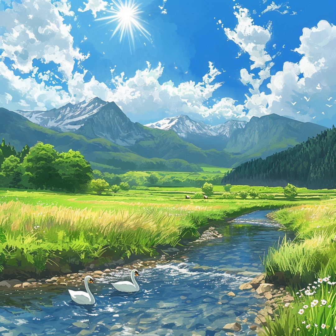 Luminous Valley Retreat Digital Art AI Digital Download Digital Art ...