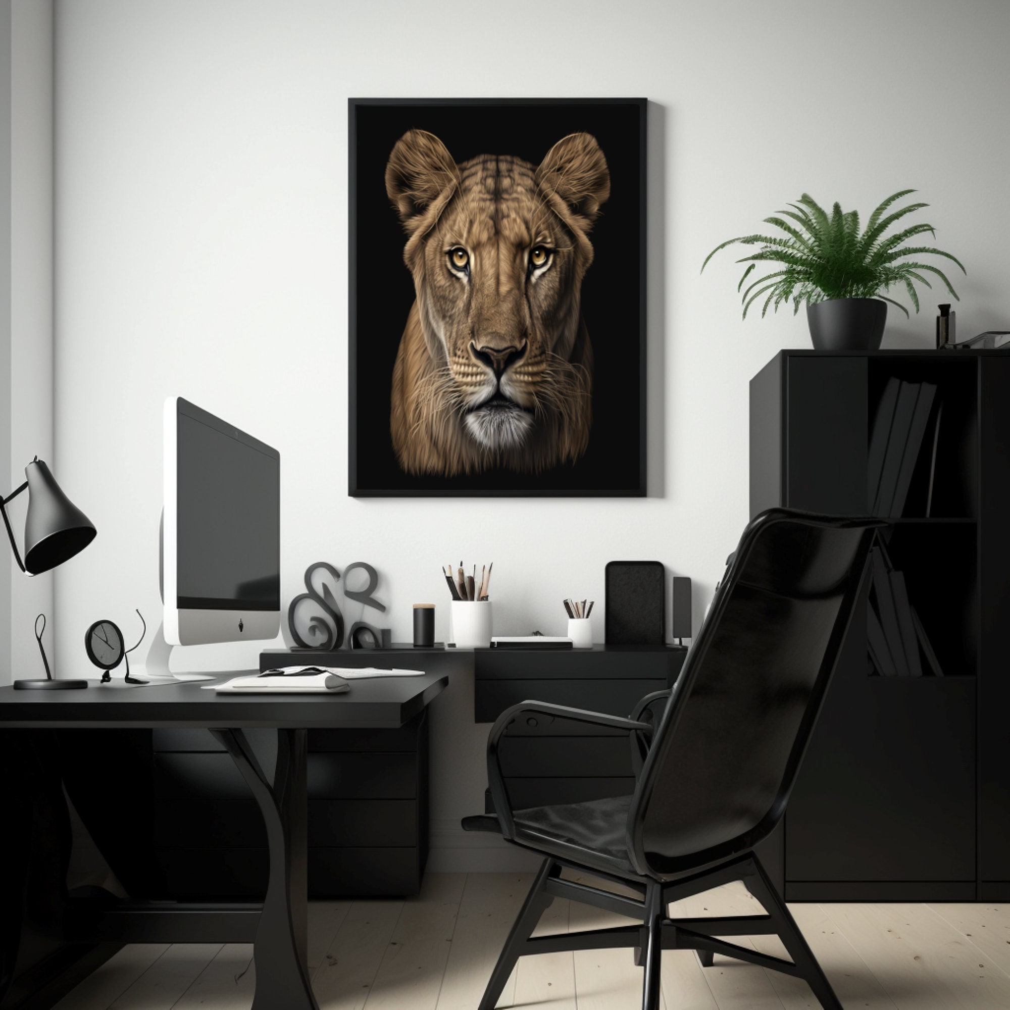 Female Lion Vector AI Digital Download Digital Art Animal Digital Image ...