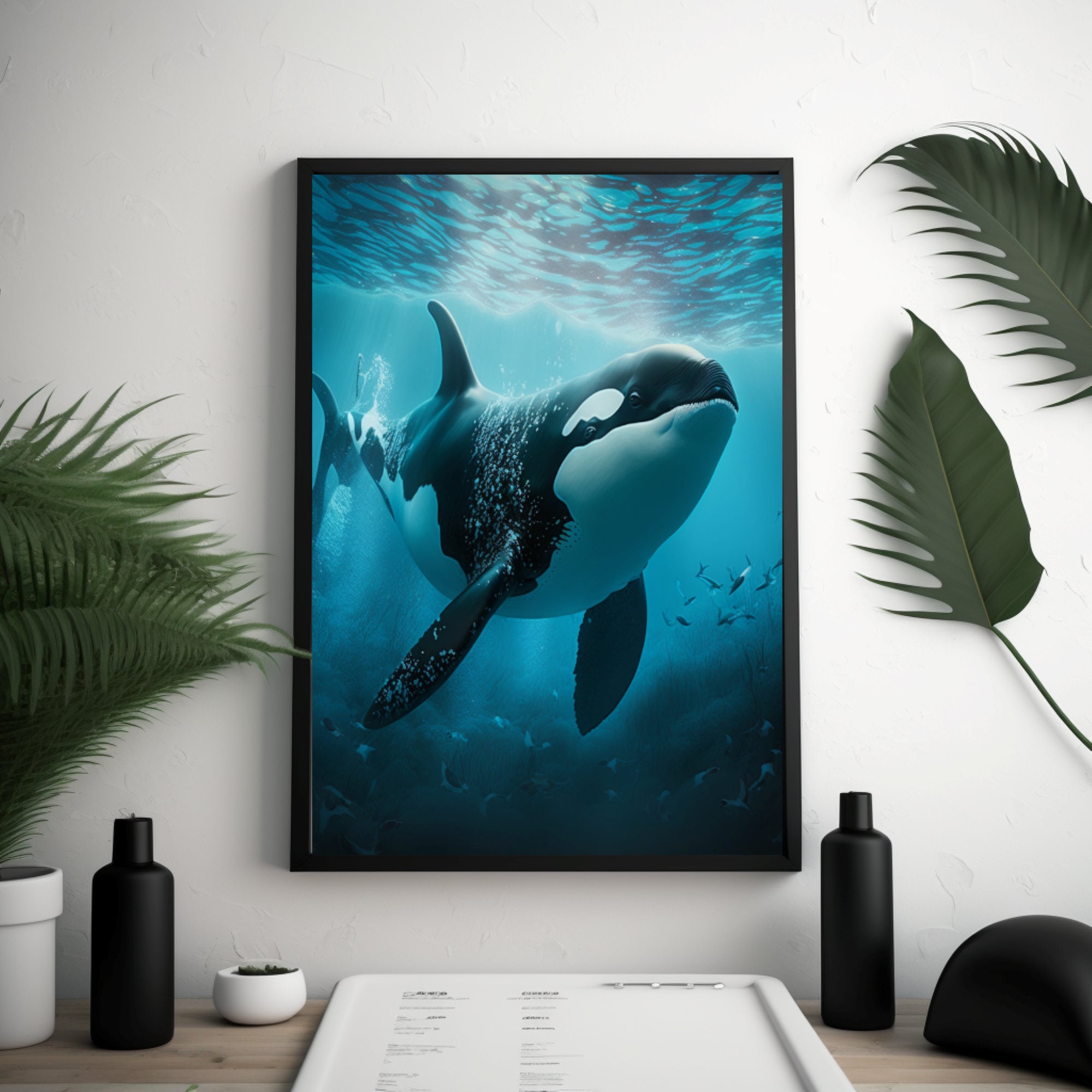 Orca Color and Watercolor 2 Pack AI Digital Download Digital Art Animal ...