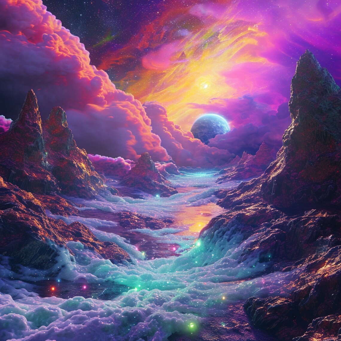 Celestial River Canvas Digital Art AI Digital Download Digital Art ...
