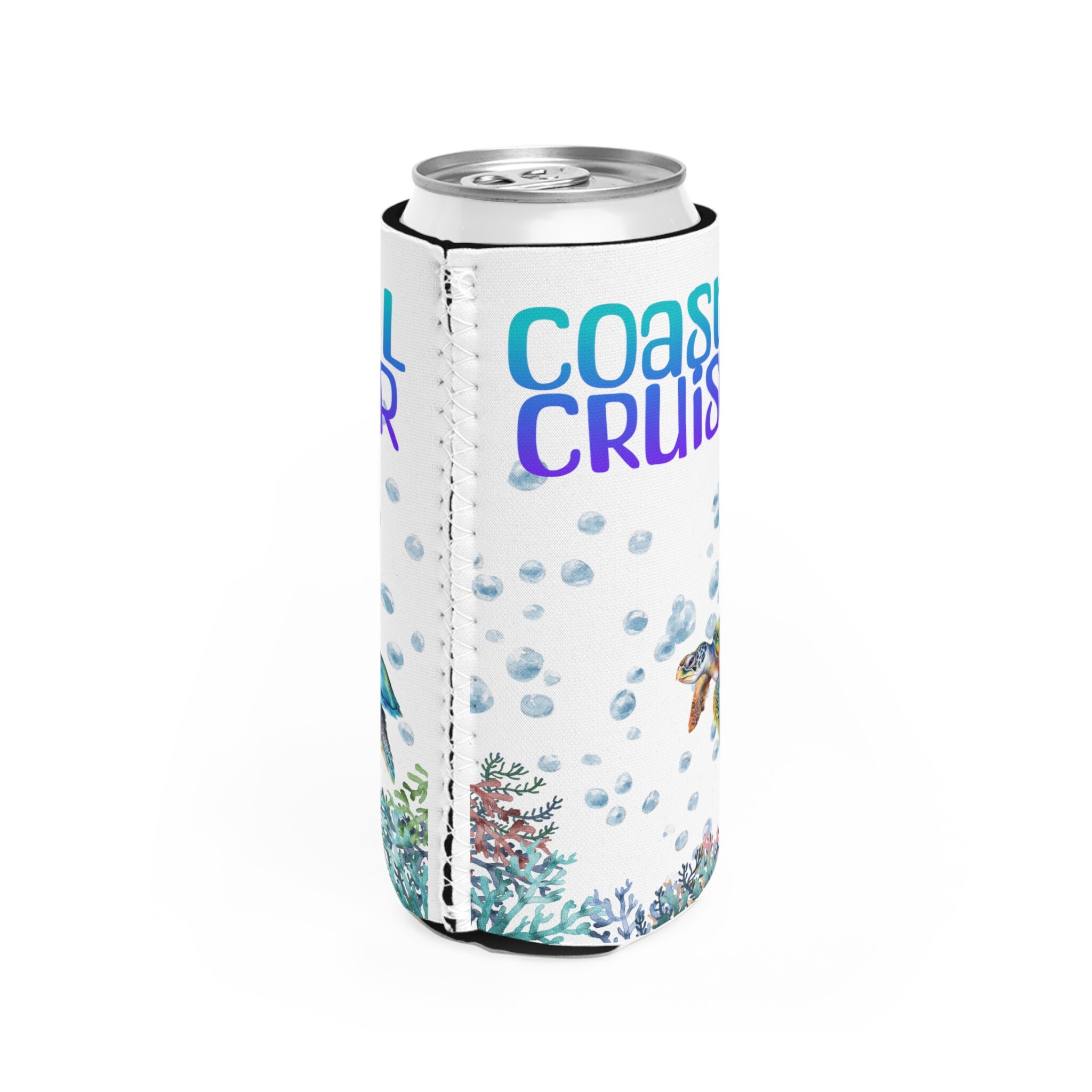 Coastal Cruiser Sea Turtle Slim Can Cooler | Sea Turtle Koozie ...