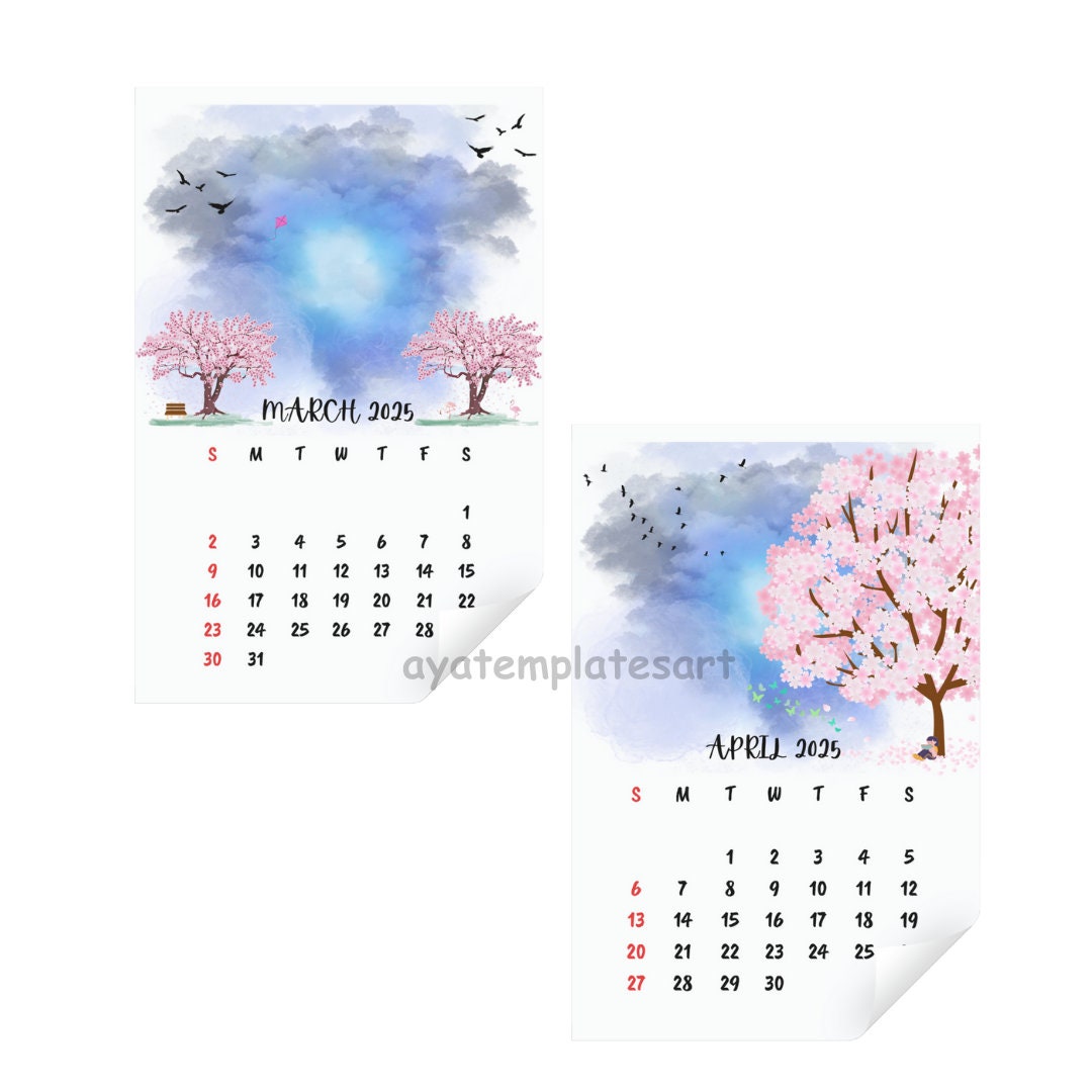 Sakura Theme Calendar 2025 Printable Calendar Sheets Cute Calendar 2025 ...