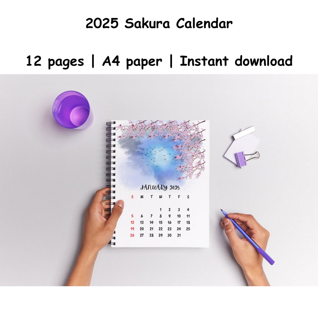 Sakura Theme Calendar 2025 Printable Calendar Sheets Cute Calendar 2025 ...