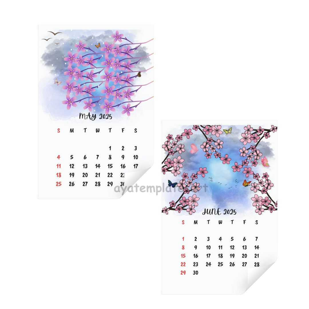 Sakura Theme Calendar 2025 Printable Calendar Sheets Cute Calendar 2025 ...