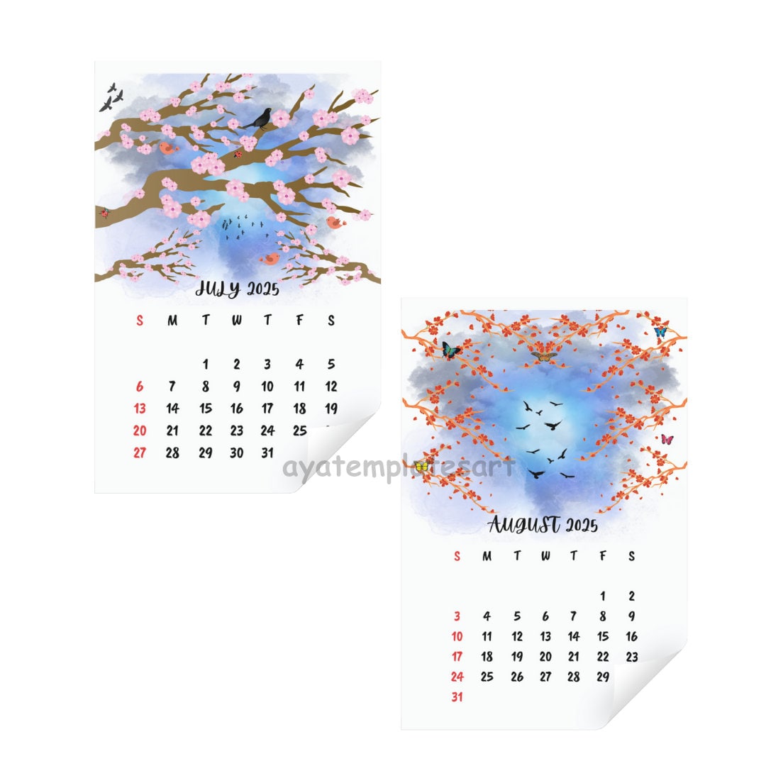 Sakura Theme Calendar 2025 Printable Calendar Sheets Cute Calendar 2025 ...