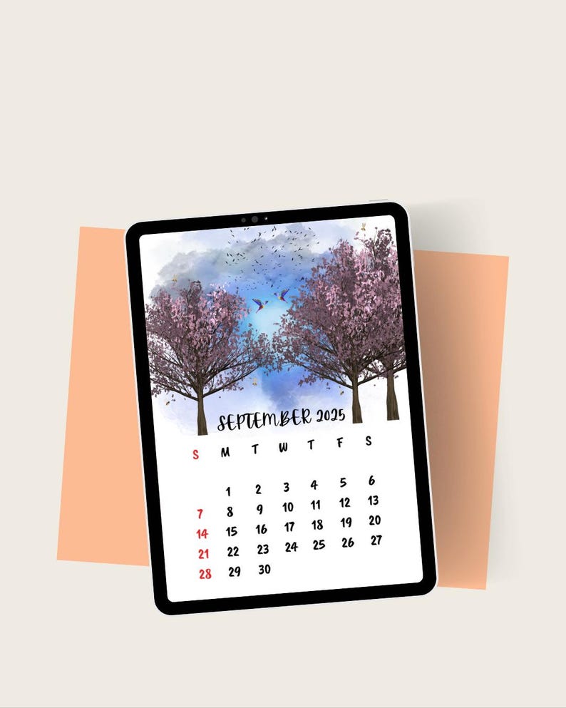 2025 Floral Calendar Printable | Sakura Calendar | 12 Months Floral ...