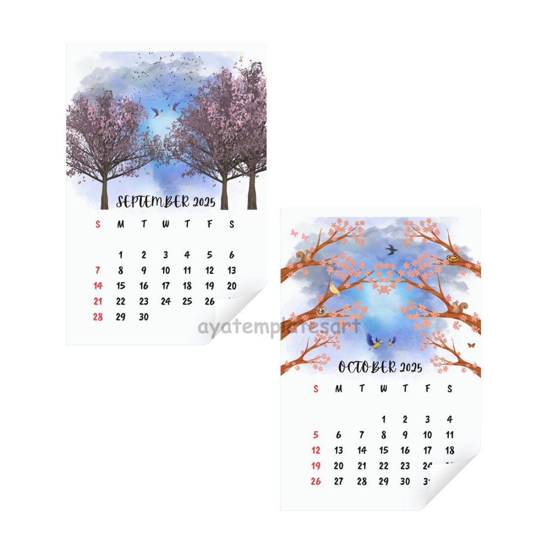 Sakura Theme Calendar 2025 Printable Calendar Sheets Cute Calendar 2025 ...