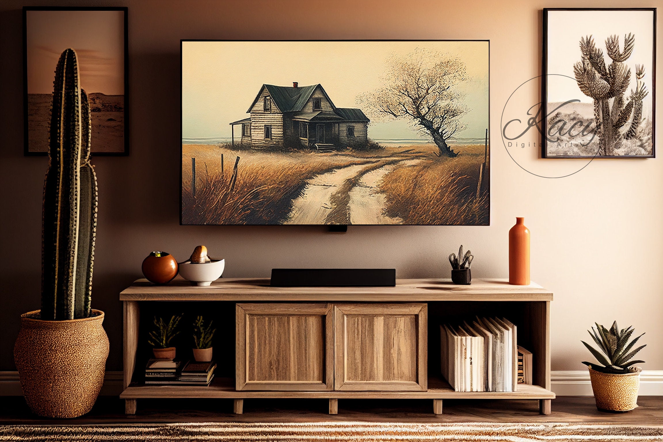 TV Screen Art Old Farmhouse Art Wall Art Old Farmhouse Tv Art Decor Oil ...